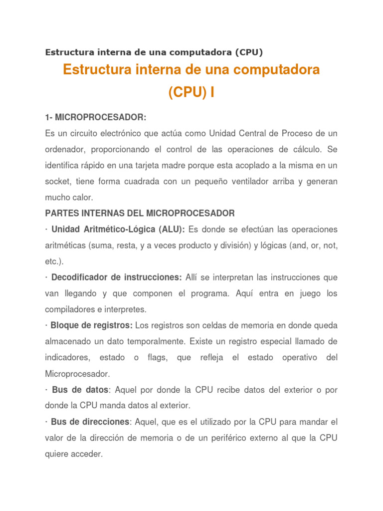 Estructura Interna de Una Computadora | PDF Estructura Interna de Una Computadora | PDF