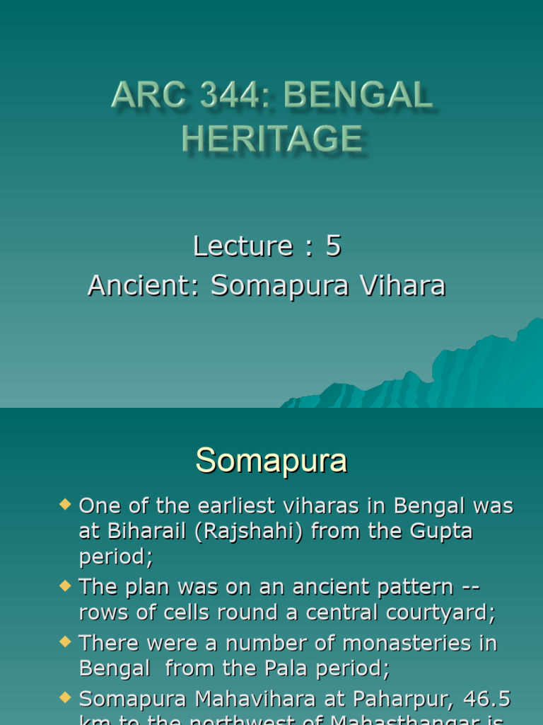Bengal Heritage 5 Somapur Bihara | PDF