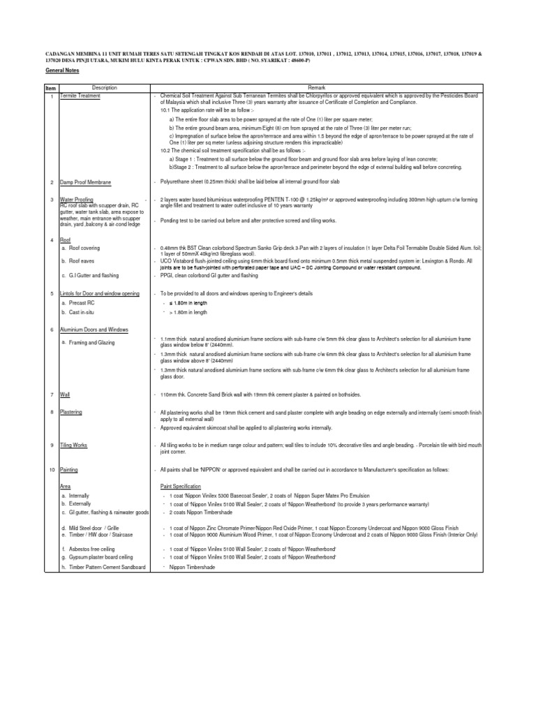 BQ - General Notes | PDF | Roof | Plaster