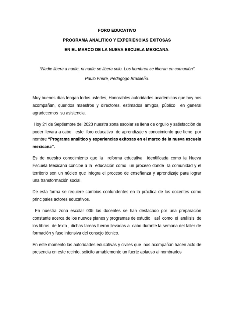 Programa Foro Educativo | PDF | Enseñando | Maestros