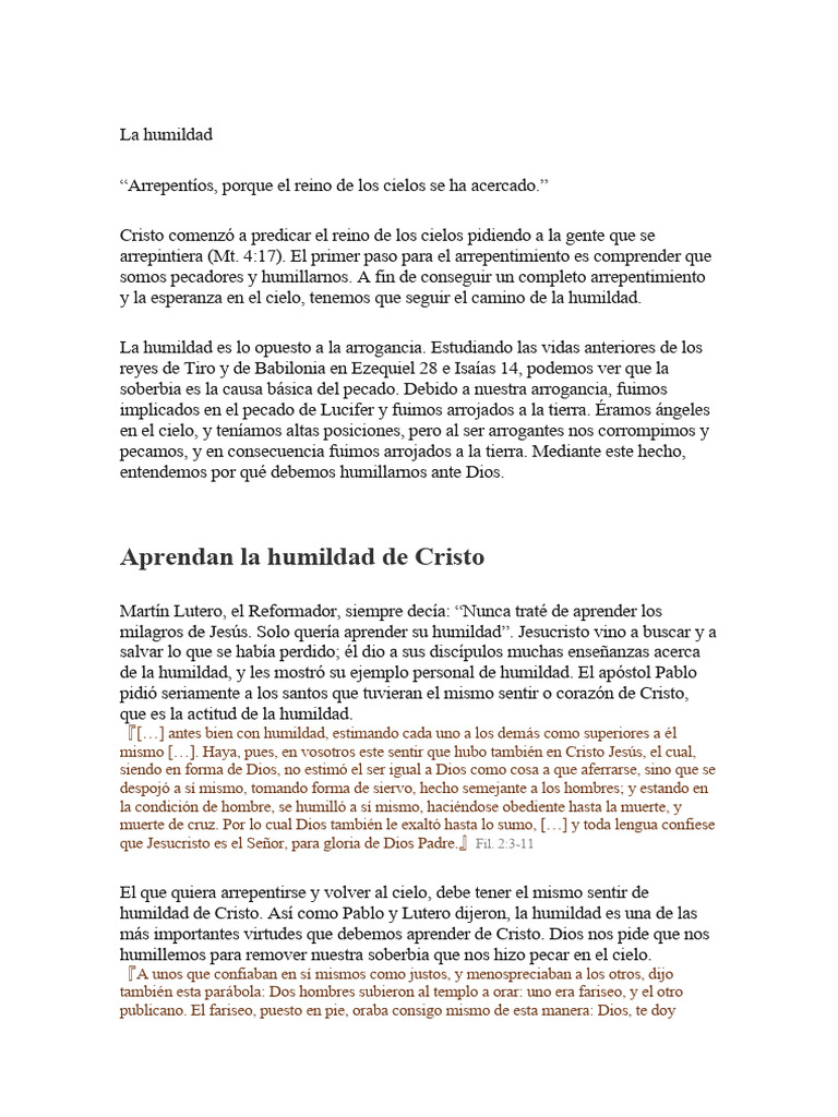 La importancia de la humildad cristiana | PDF | Religión y espiritualidad