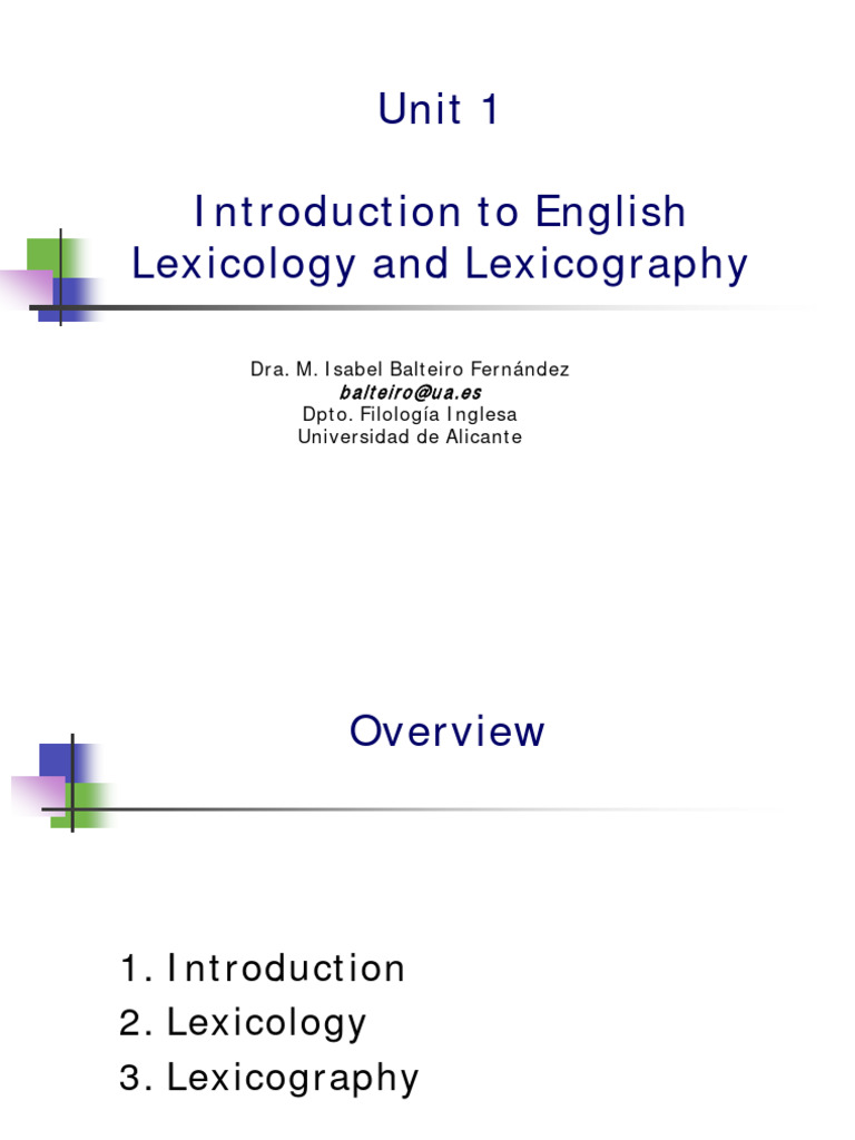 1 - Lexicology and Lexicography I - First Class | PDF | Lexicology ...