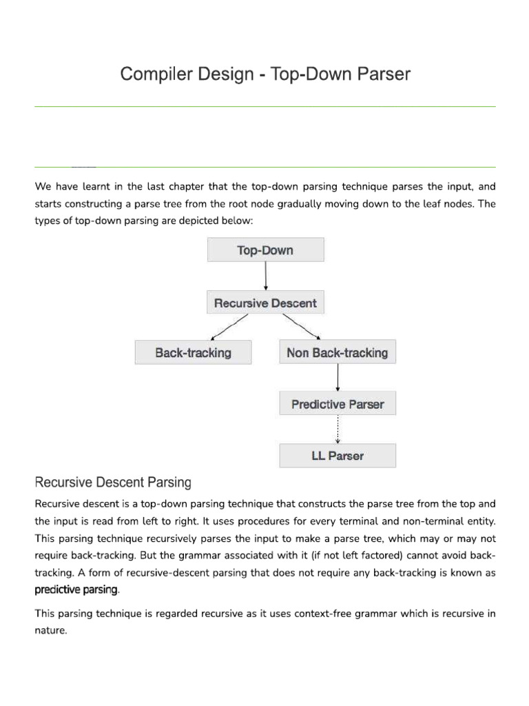 Top Down Parser | PDF