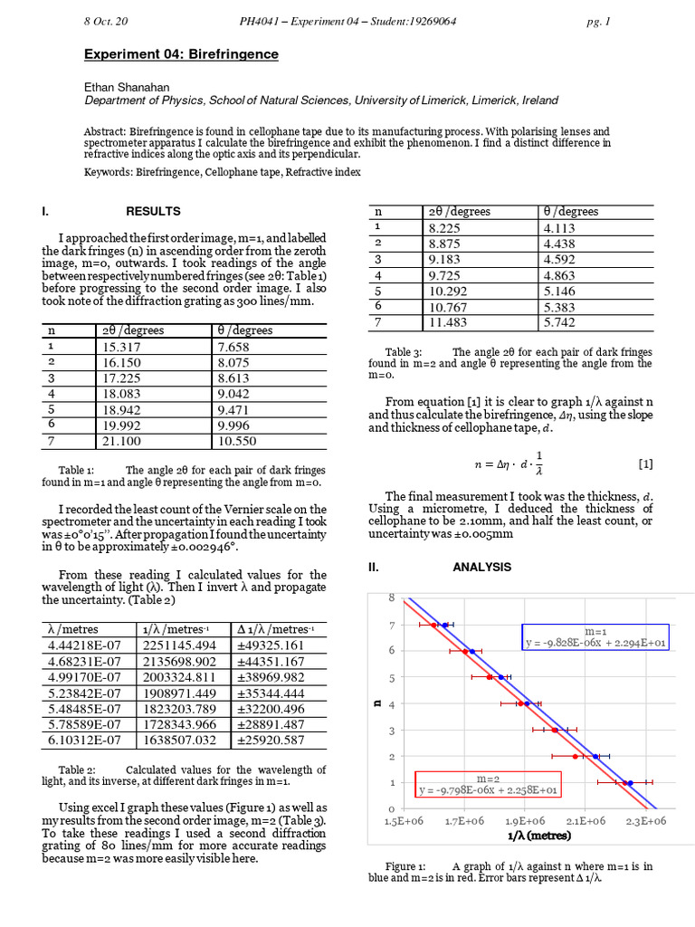 Birefringence Measurement in Cellophane Tape | PDF