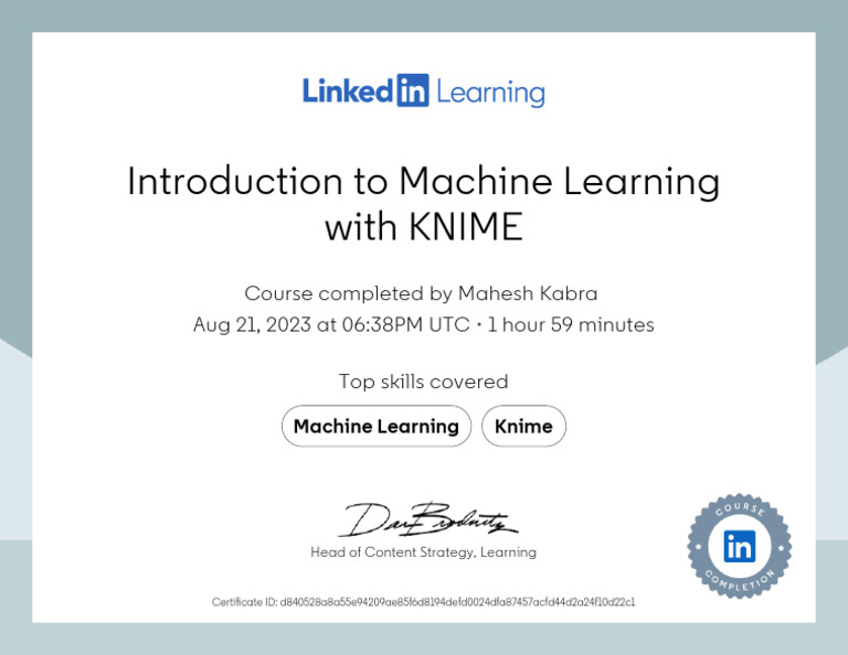 KNIME Machine Learning Course Completion | PDF | Computers
