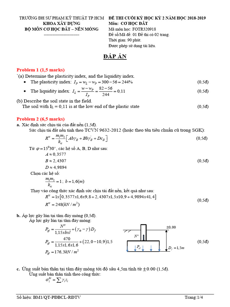 Dap An - CHD - 4tc - Hk2!18!19 | PDF