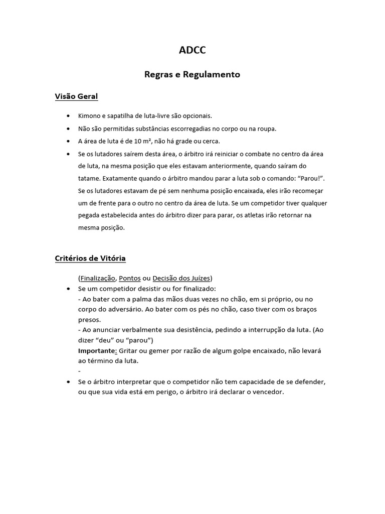 ADCC Regras&RegulamentoFinal | PDF