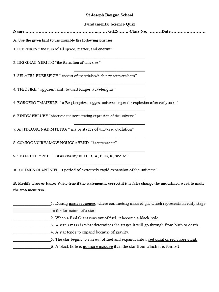 Review G12 | PDF | Stars | Universe