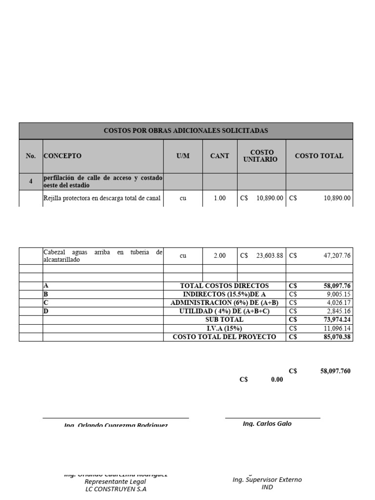 Avaluo 3 Corregido Por Alcaldia | PDF | Ingeniero civil | Materiales