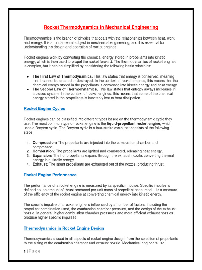 Write To Me A Report About Rocket in Thermodynamics in Mechanical Engineering | PDF | Rocket ...