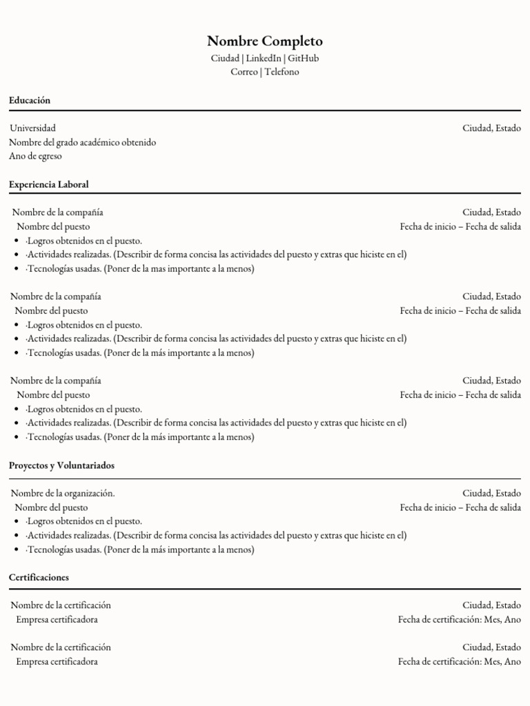 Formato de CV Estilo Harvard | PDF