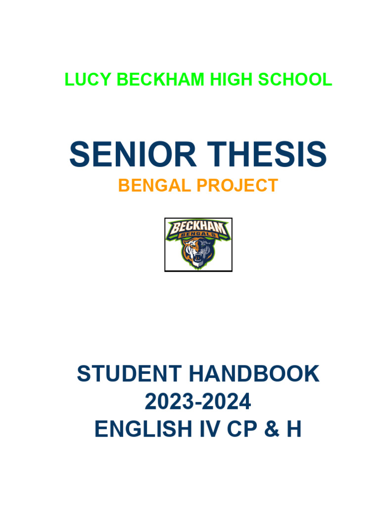 Casperson 2023 - 24 Senior Thesis Handbook (Final) | PDF | Essays | Thesis