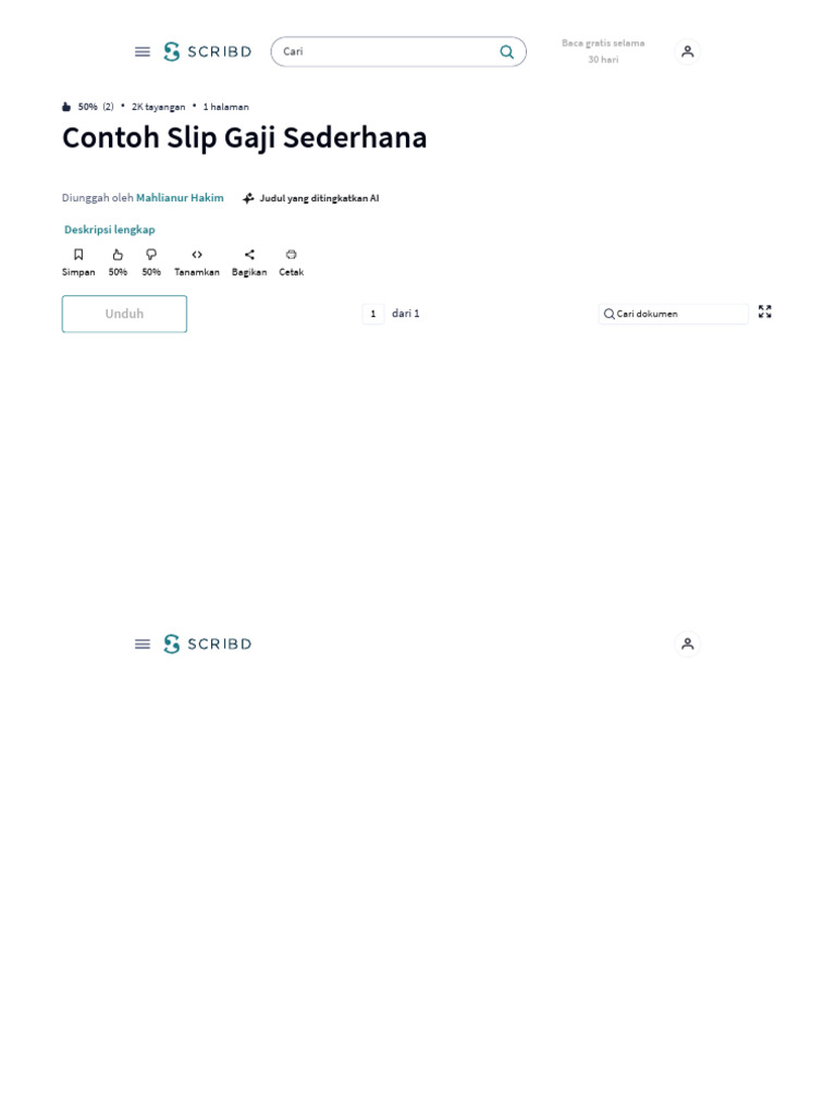 Contoh Slip Gaji Sederhana dan Resmi | PDF