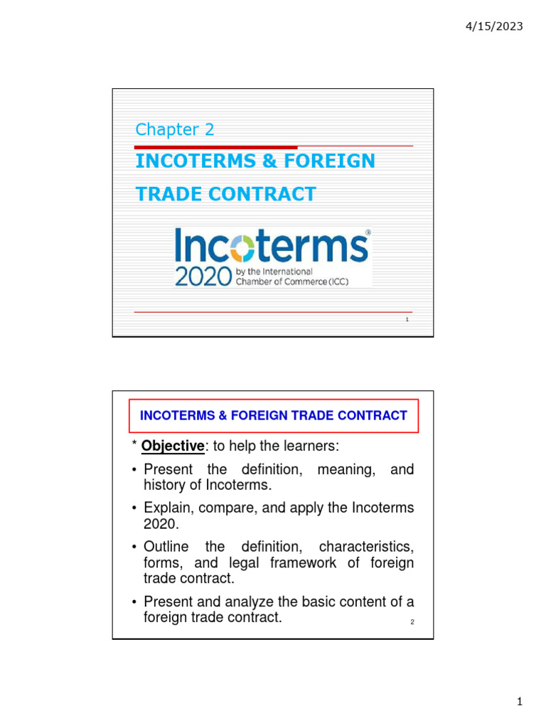 Chapter 2 - Incoterms and Contracts | PDF | Business | Freight Transport