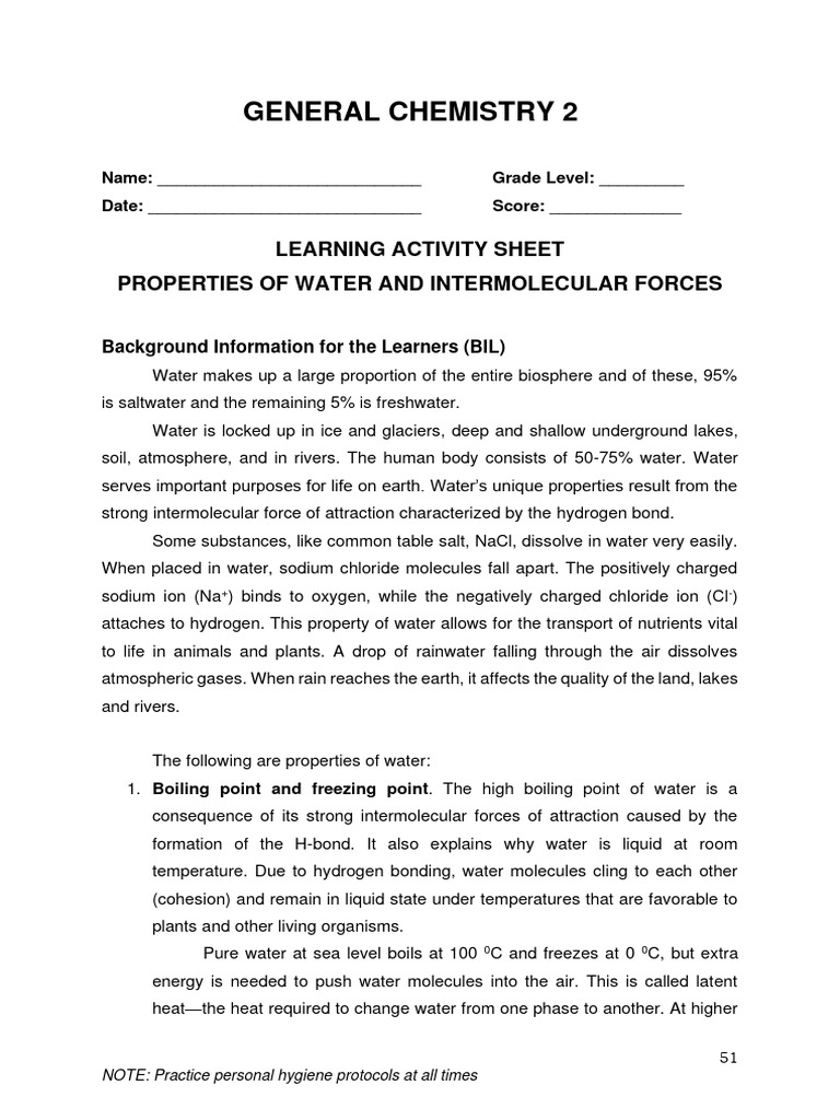 Activity Sheet 4 Properties of Water | PDF | Water | Ice