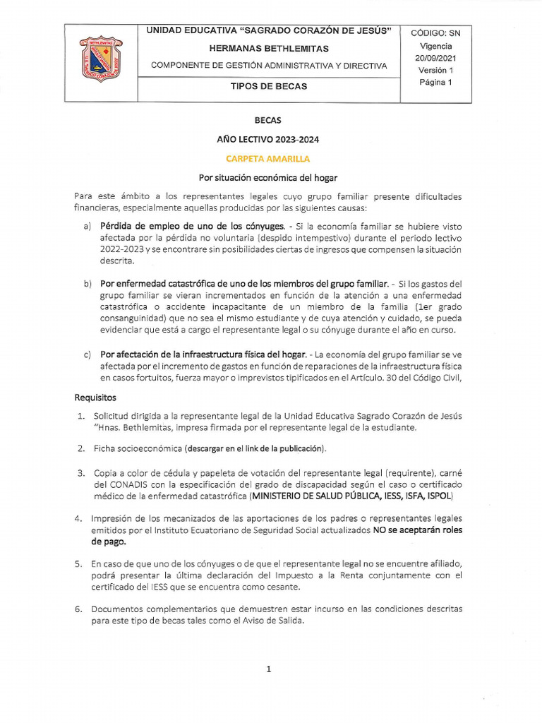 Comunicado Becas 2023 2024 | PDF