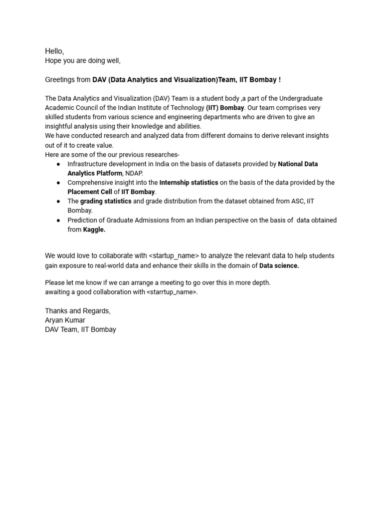 DAV Team, IIT Bombay | PDF