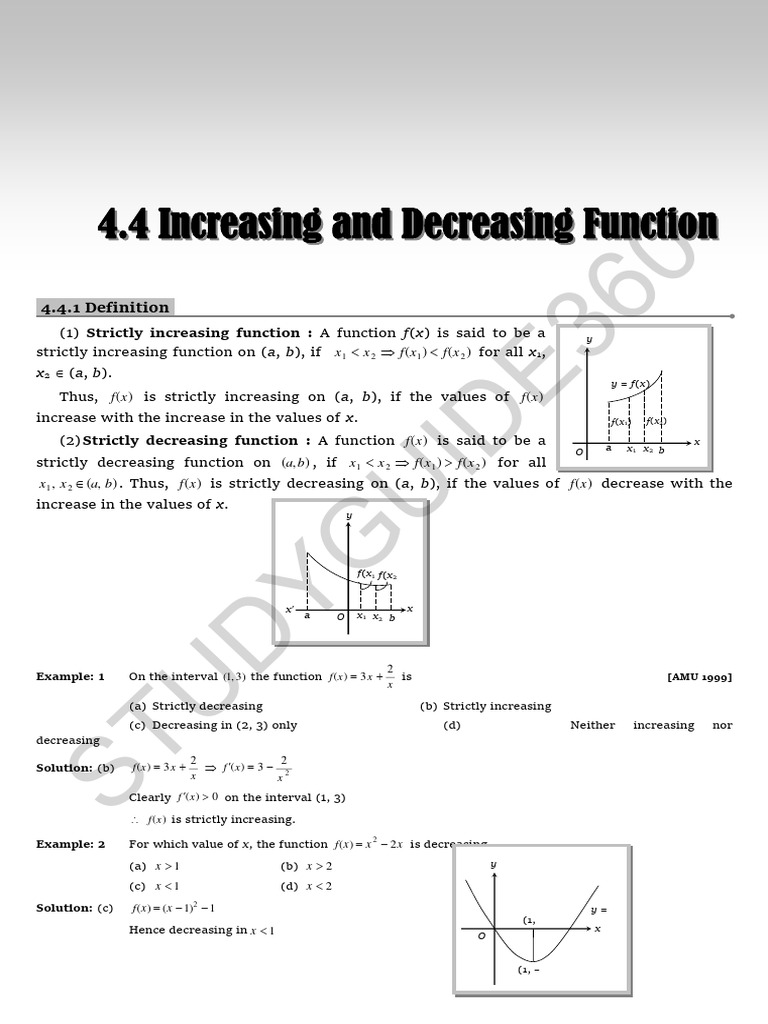 Chapter 4.4 | PDF | Monotonic Function | Elementary Mathematics