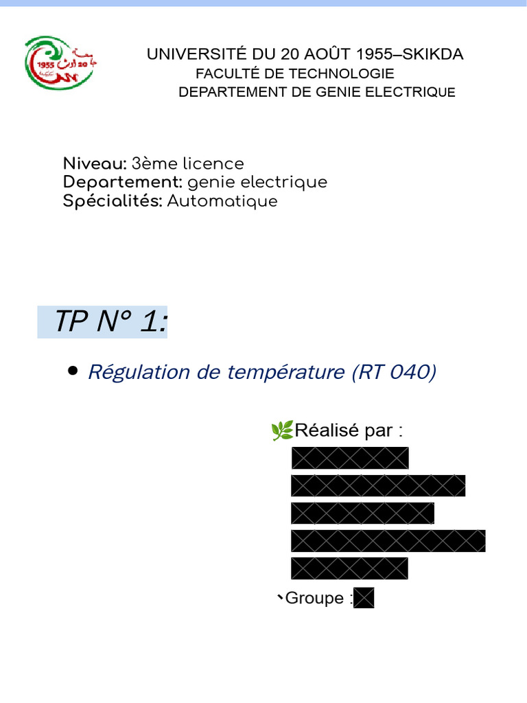 Régulation de Température (RT 040) | PDF