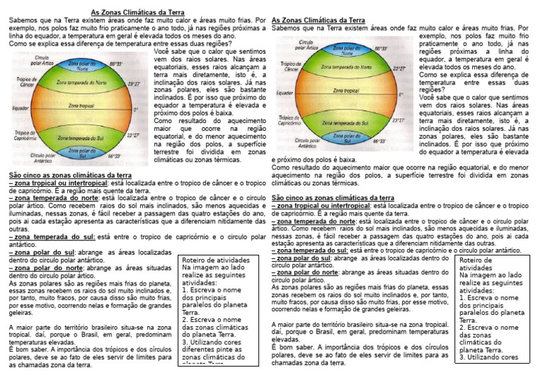 As Zonas Climaticas Da Terra | PDF | Trópicos | Terra