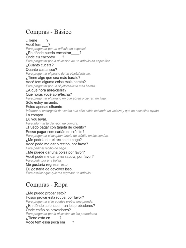 Vocabulario en La Tienda | PDF