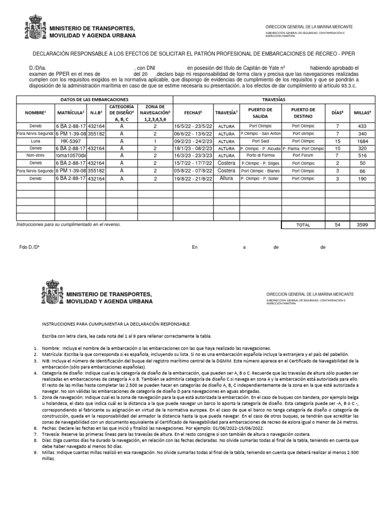 Modelo Declaracion Responsable Expedicion Pper | PDF