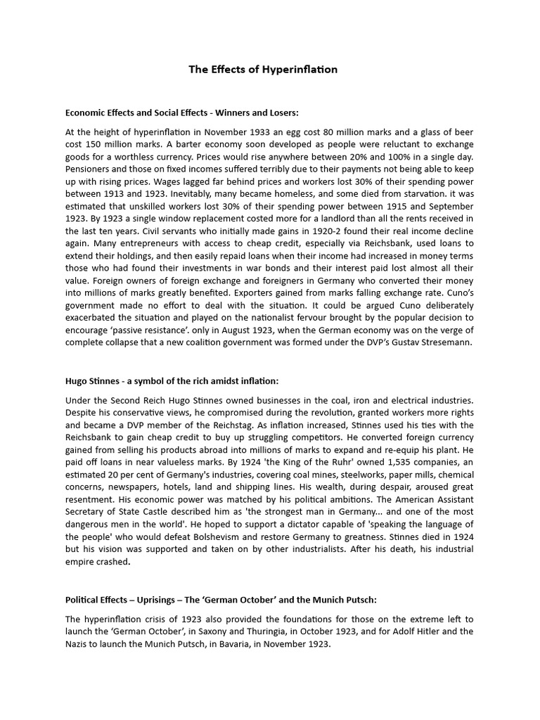Effects of Hyperinflation and Gustav Streseman | PDF
