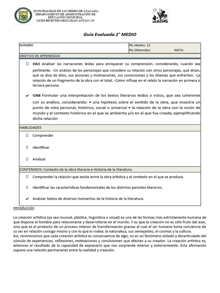 Guía evaluada de historia de la literatura | PDF | Héctor | Narración