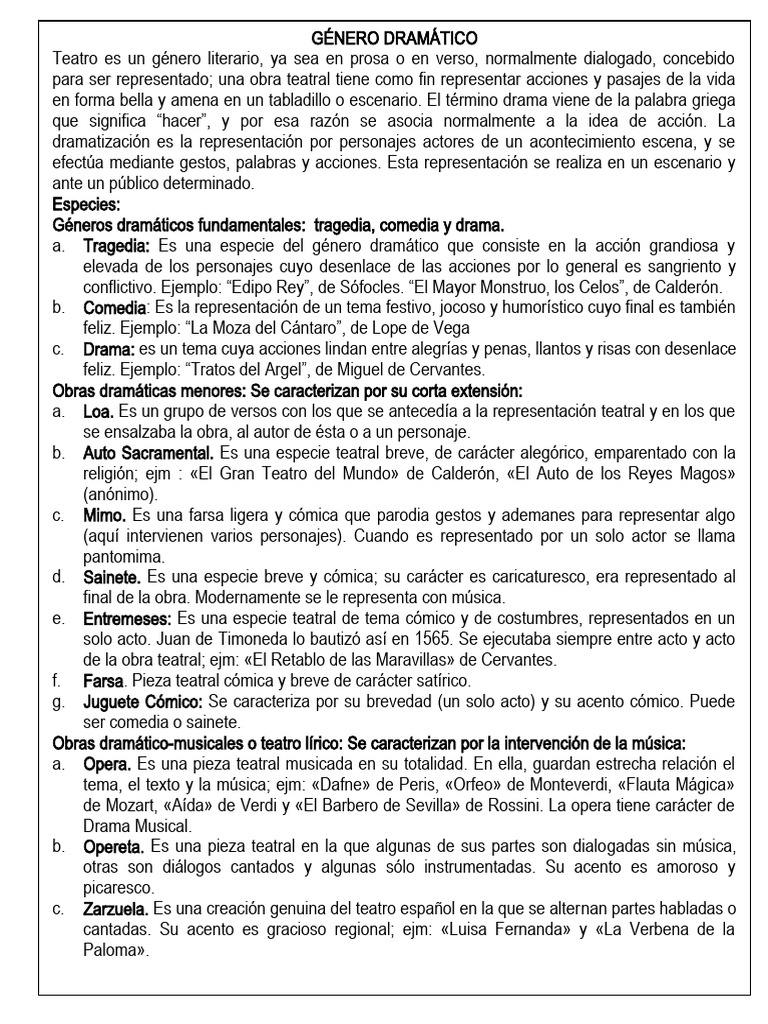 Genero Dramático | PDF | Teatro | Comedia