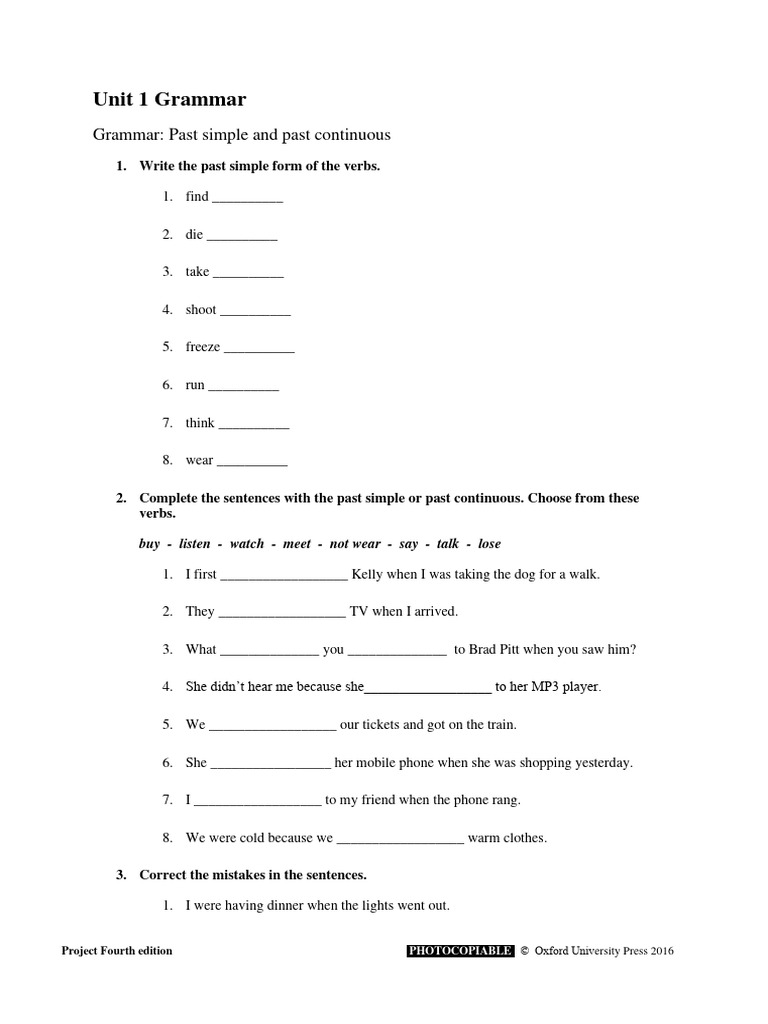 Project 4 Unit 1 Grammar Test | PDF