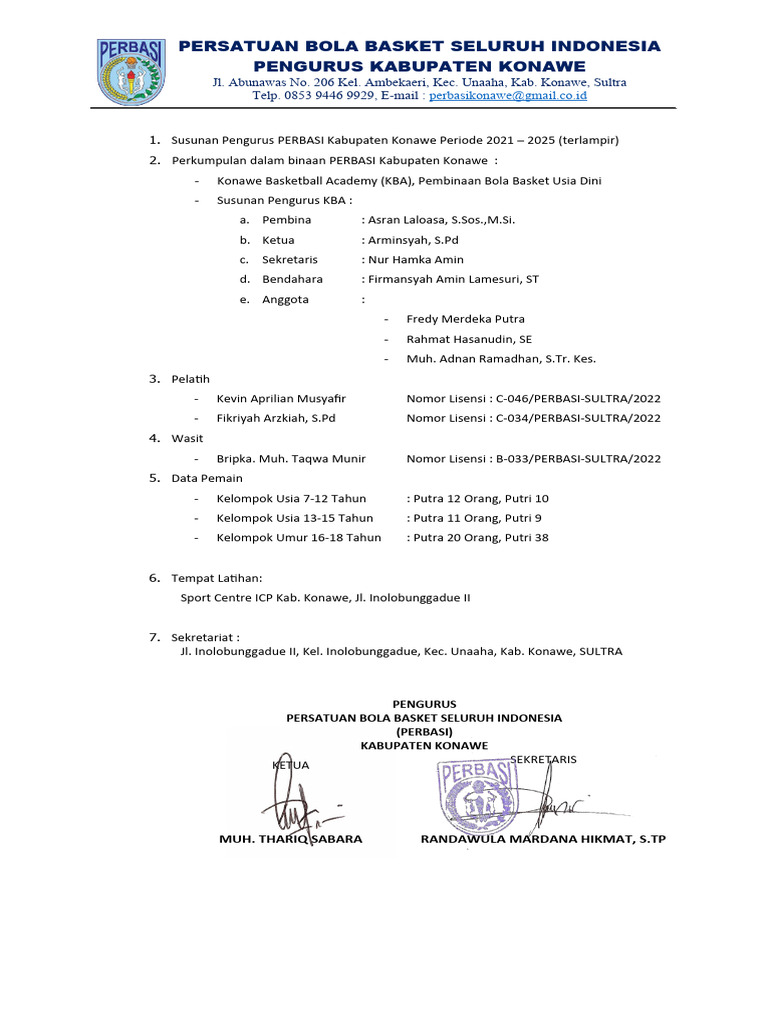 Rekomendasi Perbasi | PDF