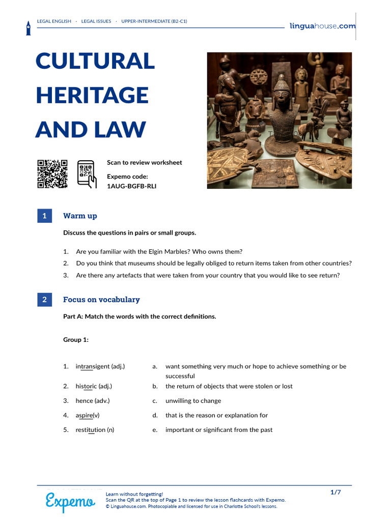 Cultural Heritage and Law British English Student | PDF