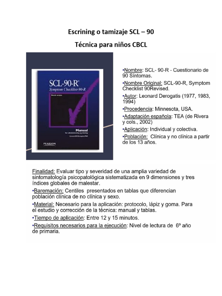 SCL - 90 Resumen Clase | PDF