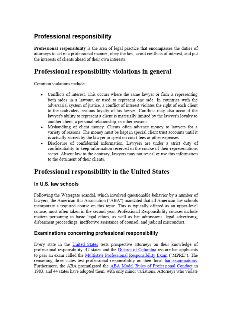 Responsibility | PDF | Lawyer | Conflict Of Interest