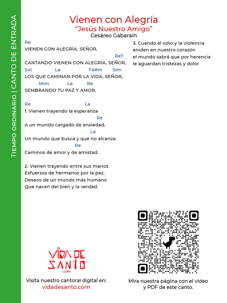 Vienen Con Alegria Acordes y Letra para Misa Canto de Entrada | PDF