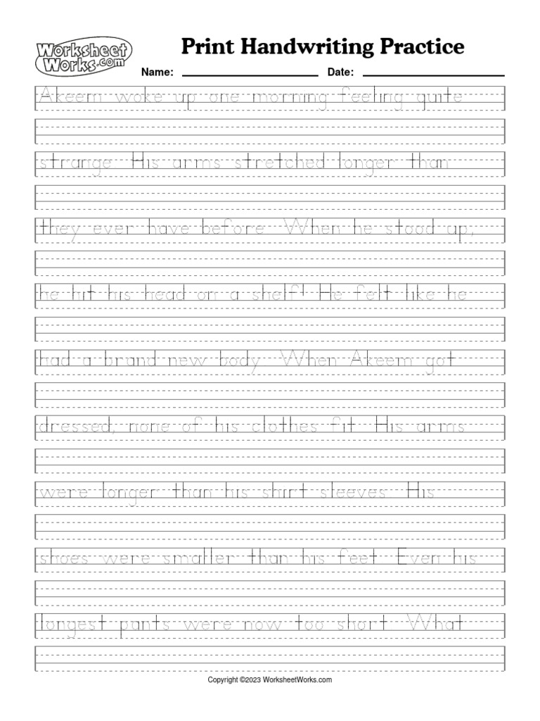 WorksheetWorks Print Handwriting Practice 3 PDF