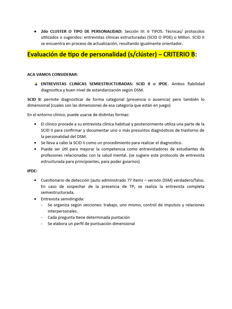 SCID II Personalidad Resumen | PDF
