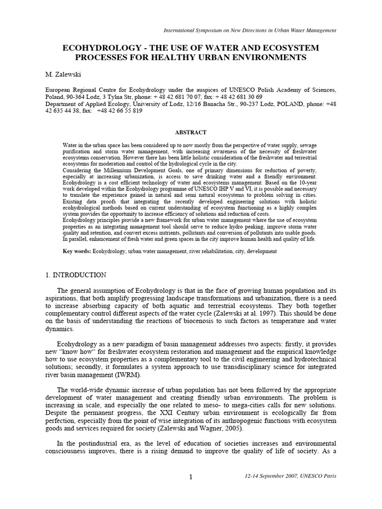 En Ecohydrology Water Ecosystem Urban 2007 | PDF