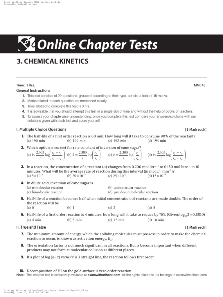 Chemical Kinetics | PDF