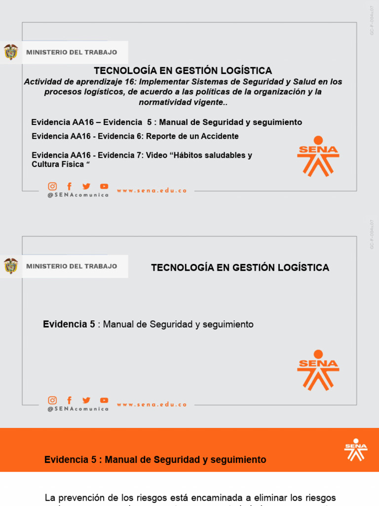 Presentacion GL Manual - Reporte Accidente - Video Habitos Saludables Sep 27 2022 | PDF