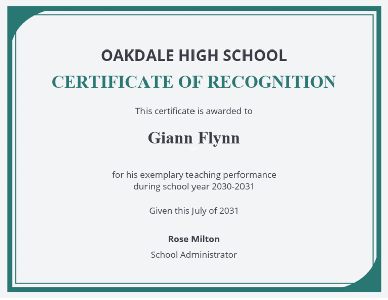 Teaching Performance Certificate Template | PDF