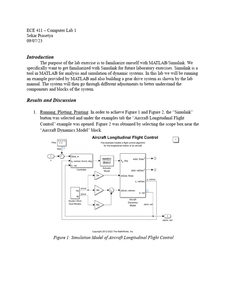 ECE 411 Computer Lab 1 | PDF | Control Theory | Applied Mathematics
