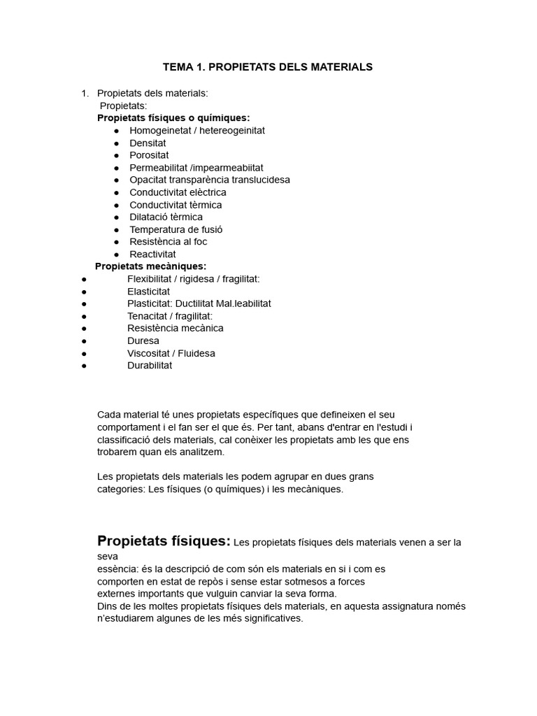 Tema 1. Propietats Dels Materials | PDF