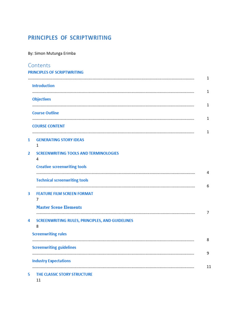 Principles of Script Writing EAUR Hand Out | PDF | Screenplay ...