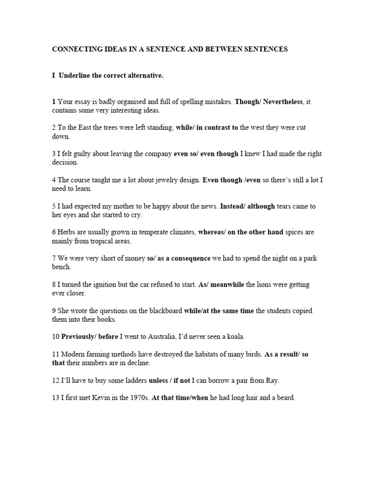 LINKING WORDS Connecting Ideas | PDF