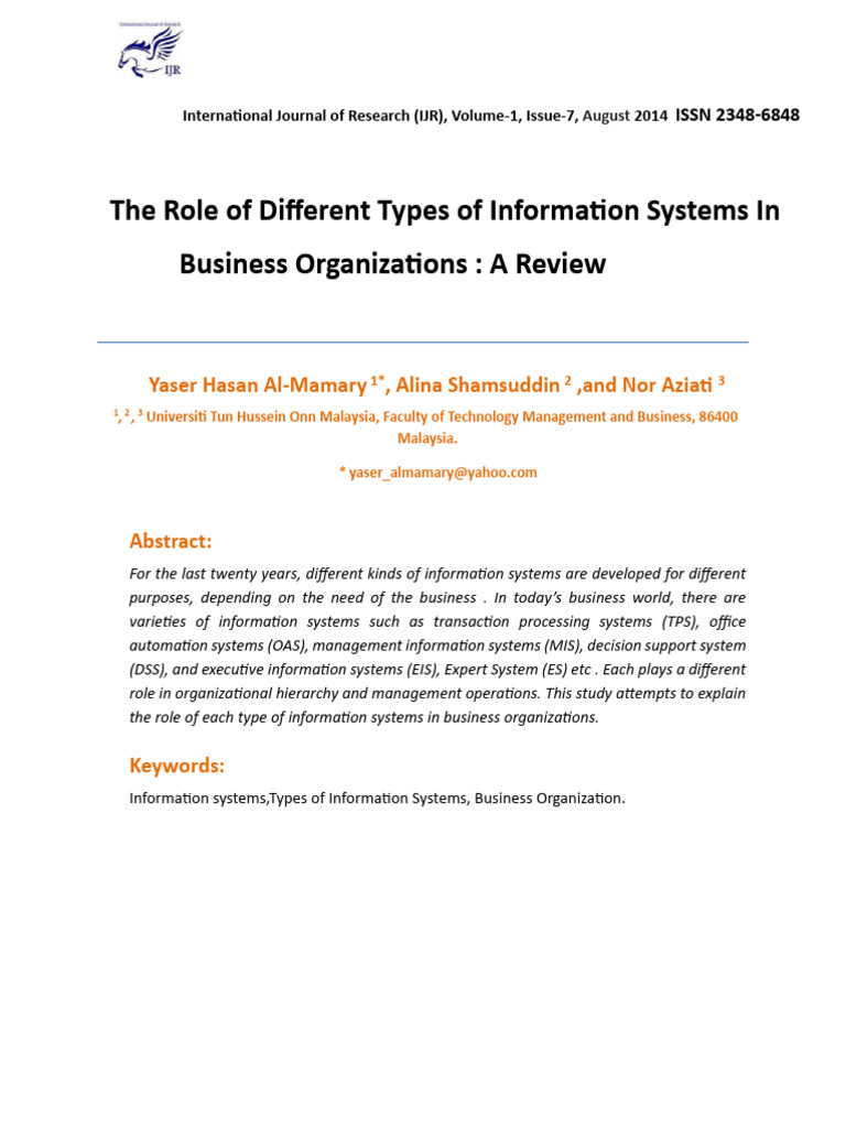 The Role of Different Types of Informati | PDF | Information System ...