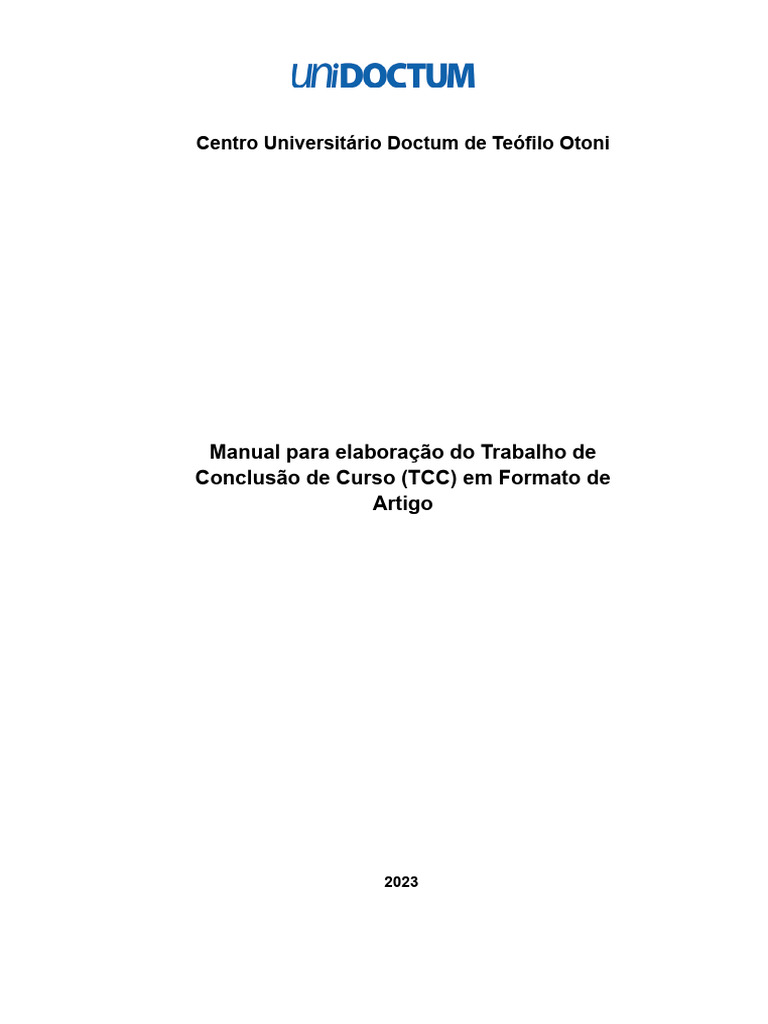 Manual para elaboraçao do TCC em formato de artigo 2023.2 (1) (3) | PDF ...