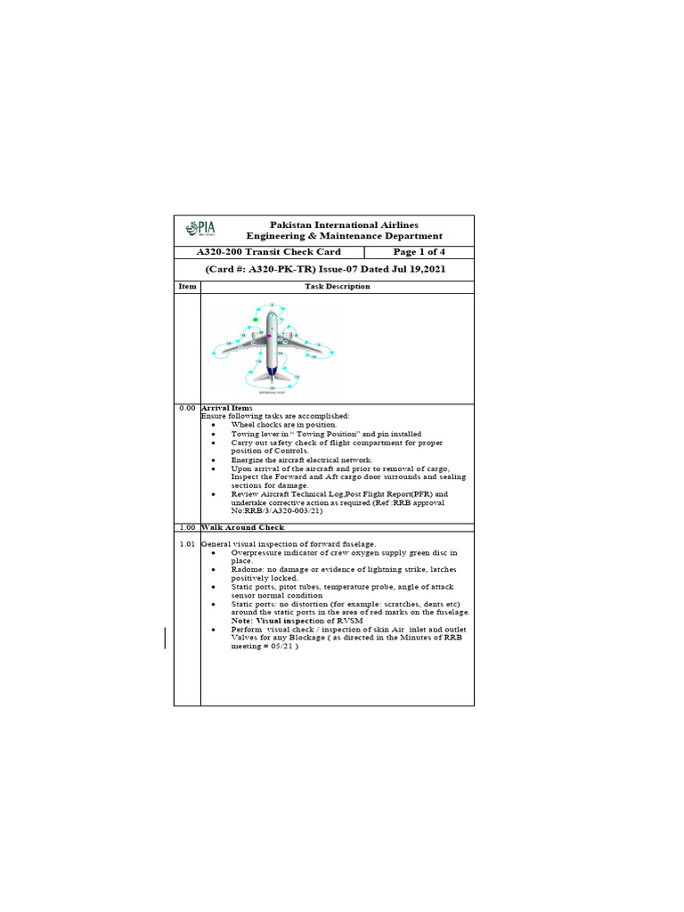 A320-214 Transit Check Sheet Pictorial Issue-07 Dated Jul 19,2021 | PDF ...