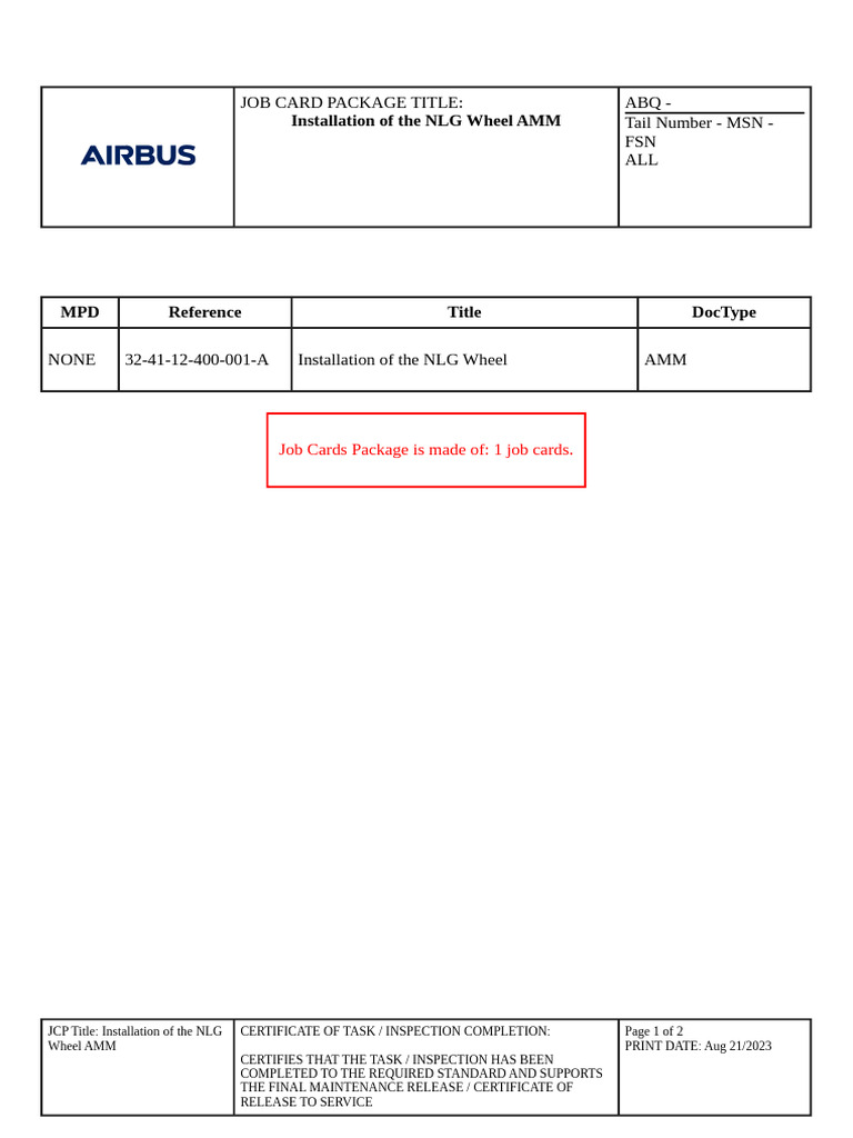 NLG Wheel Installation AMM Guide | PDF | Axle | Manufactured Goods