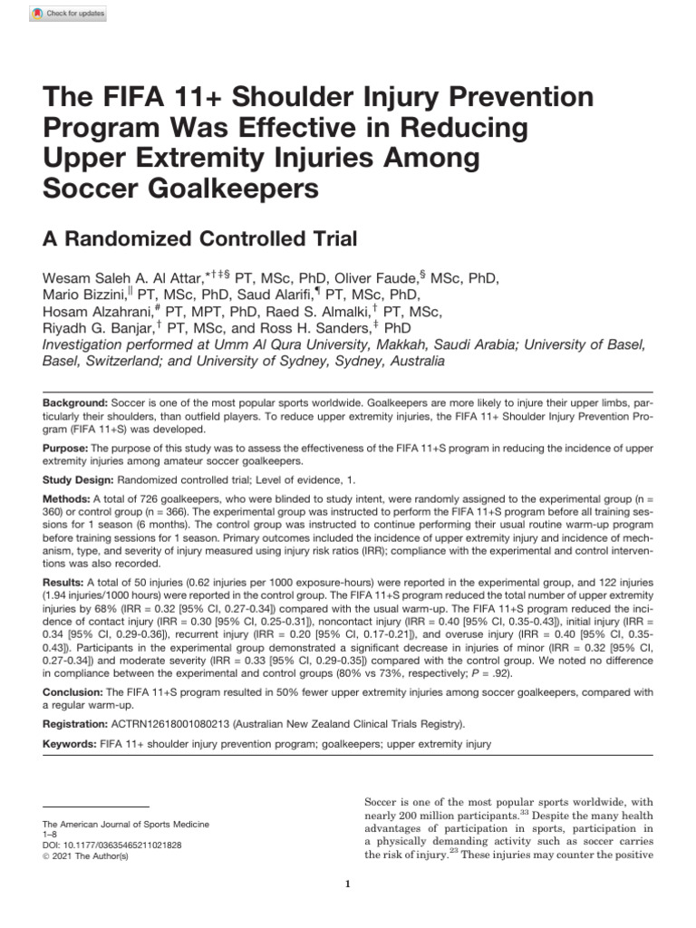 Al Attar - 2021 - AJSM - The FIFA 11 Shoulder Injury Prevention ...
